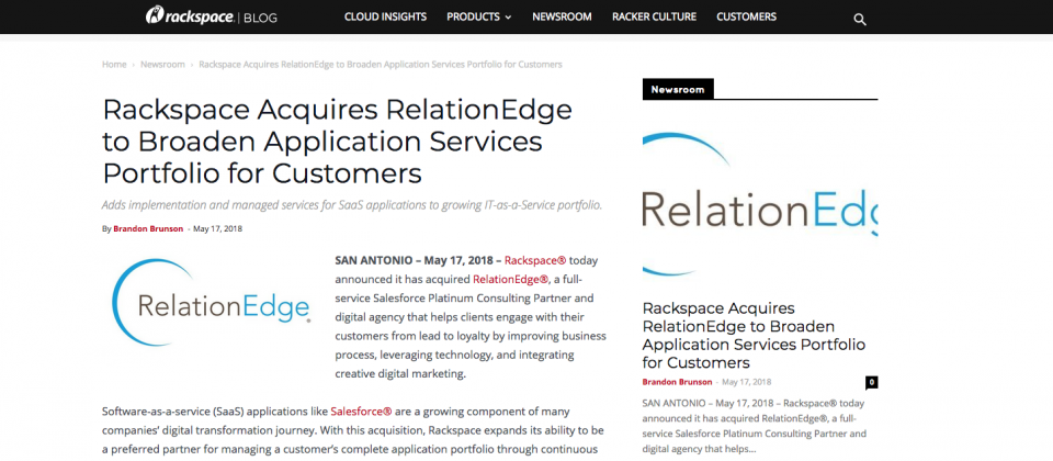 Rackspace併購SI廠商RelationEdge，擴展SaaS應用服務布局 | iThome